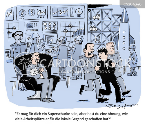 Cartoons und Karikaturen mit Superschurke