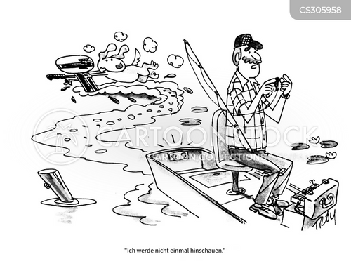 Cartoons und Karikaturen mit Motorboot