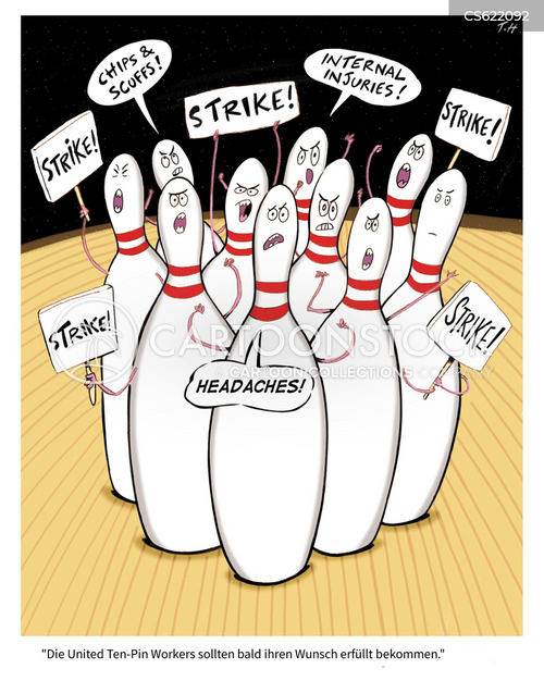 Cartoons und Karikaturen mit Animierte Bowling-pins