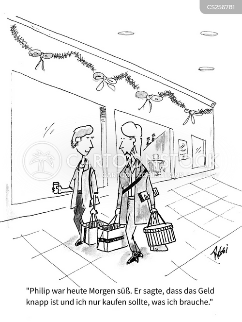 Cartoons und Karikaturen mit Geld Ist Knapp