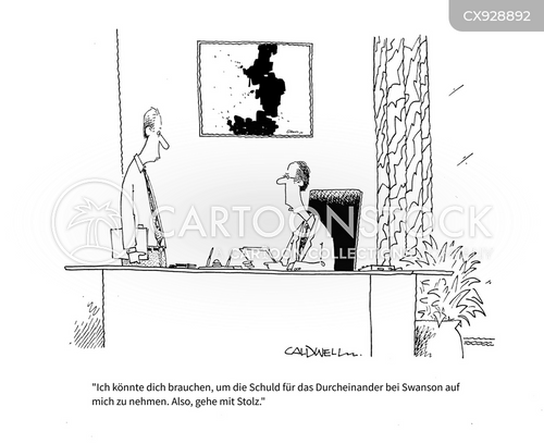 Cartoons und Karikaturen mit Dialog Am Arbeitsplatz