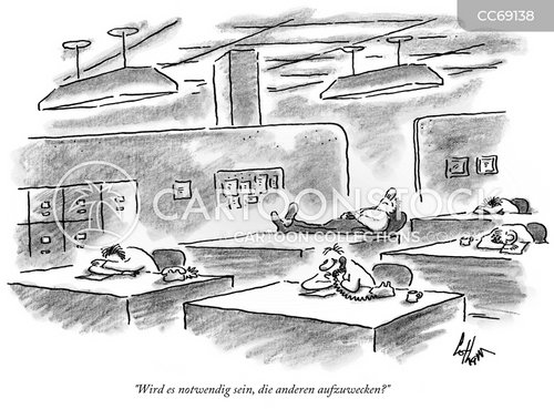 Cartoons und Karikaturen mit Arbeitszeitplan