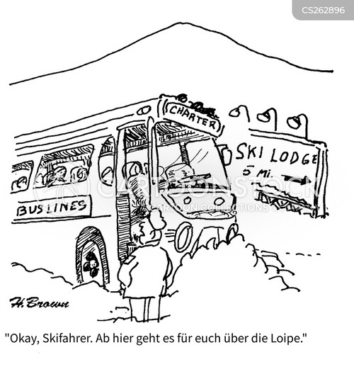 Cartoons und Karikaturen mit Skiunfall