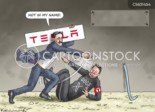 Tesla Protest Cartoons and Comics - funny pictures from CartoonStock
