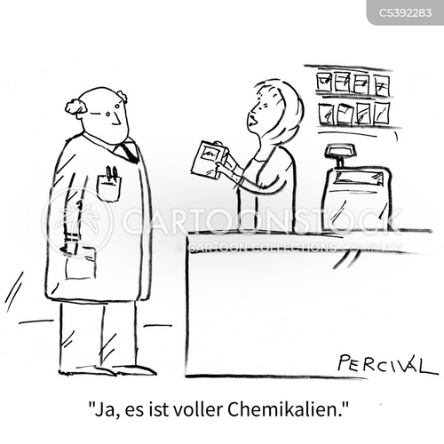 Cartoons und Karikaturen mit Chemikalien
