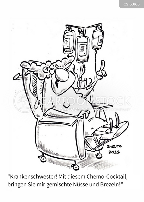 Cartoons und Karikaturen mit Chemotherapie