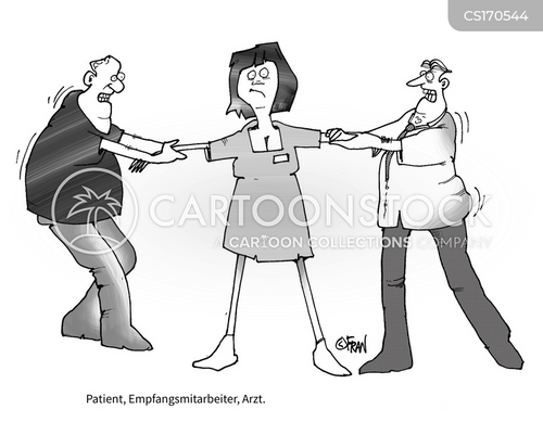 Cartoons und Karikaturen mit Patient-klinik-interaktion