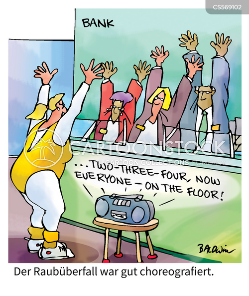 Cartoons und Karikaturen mit Kampf Choreografie