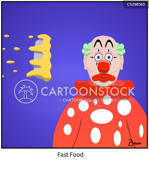 Cartoons und Karikaturen mit Fast-food-logo