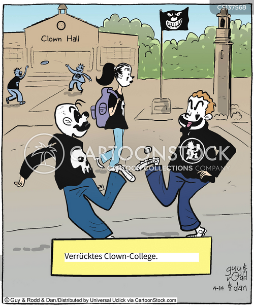Cartoons und Karikaturen mit Clown-schule