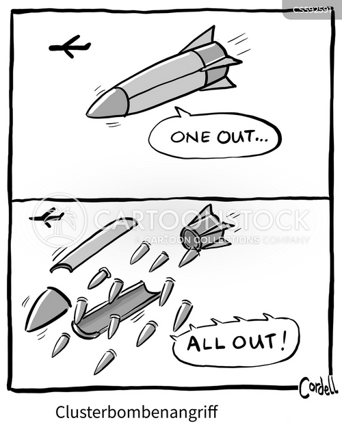 Cartoons und Karikaturen mit Clusterbombe