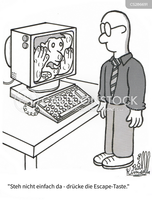 Cartoons und Karikaturen mit Computer-taste