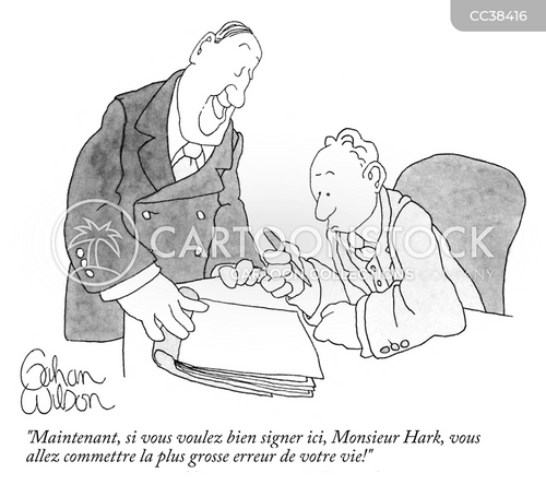 Dessins humoristique et caricaturés avec Examen De Contrat