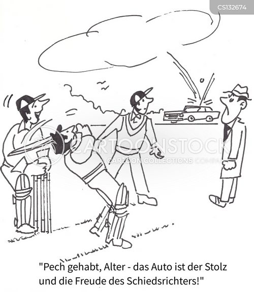 Cartoons und Karikaturen mit Cricketspiel