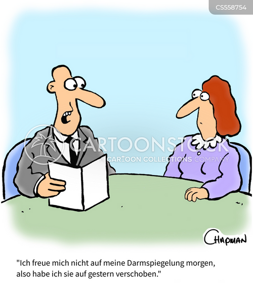 Cartoons und Karikaturen mit Darmspiegelung