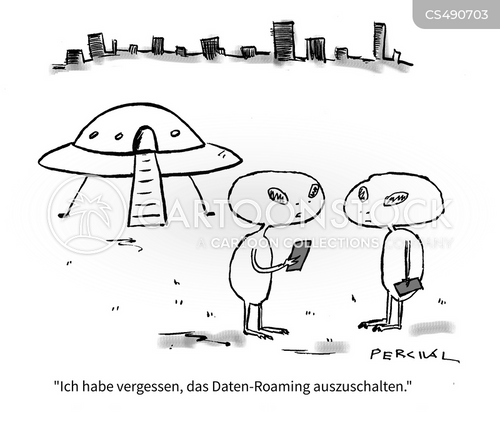Cartoons und Karikaturen mit Daten-roaming