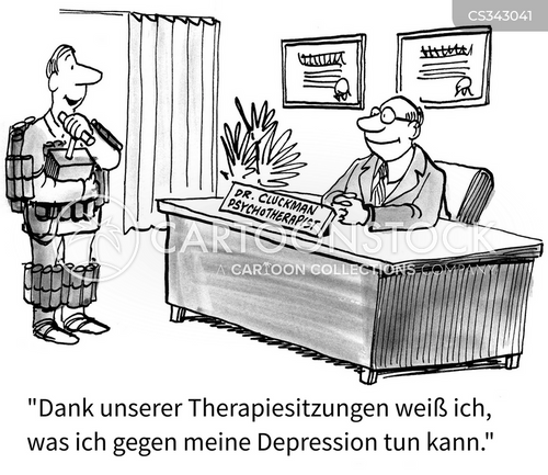 Cartoons und Karikaturen mit Depressionstherapie