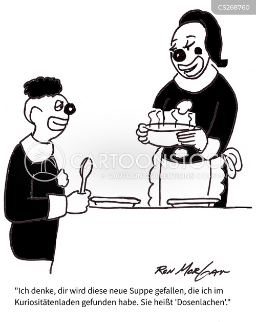 Cartoons und Karikaturen mit Dosen-suppe