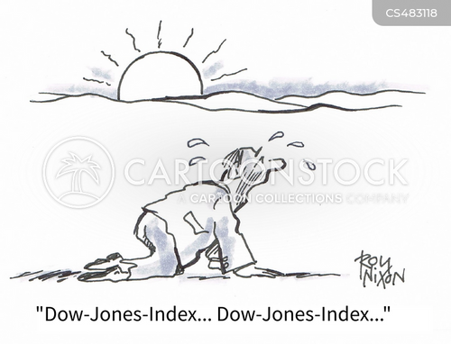 Cartoons und Karikaturen mit Dow Jones Index