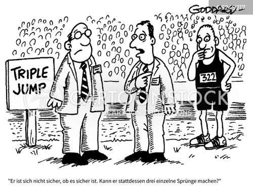 Cartoons und Karikaturen mit Dreifachsprung