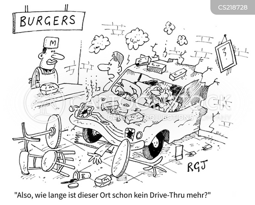 Cartoons und Karikaturen mit Drive-up