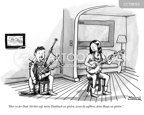 Cartoons und Karikaturen mit Dudelsack