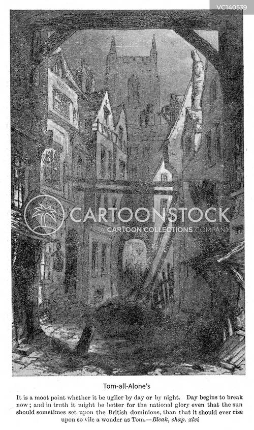 Cartoons und Karikaturen mit Slum