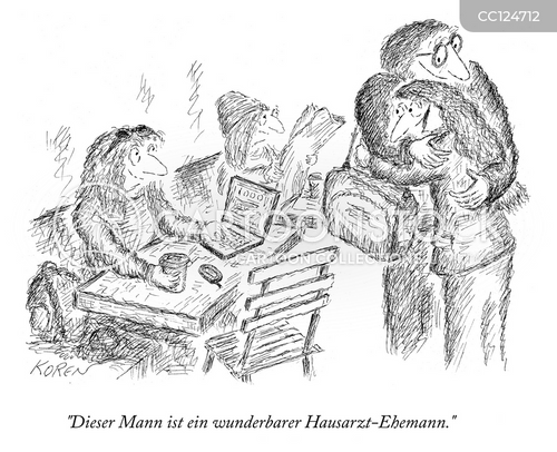 Cartoons und Karikaturen mit Zuhause Bleibende Eltern