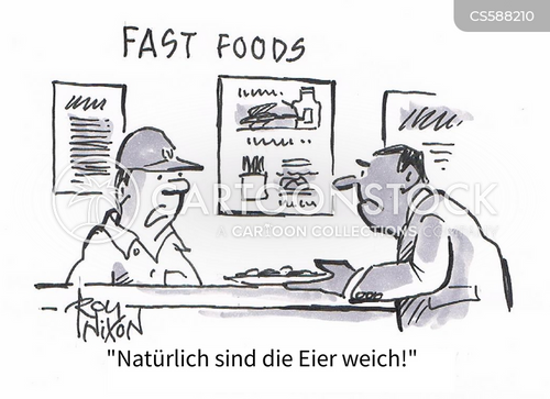 Cartoons und Karikaturen mit Fast-food-theken
