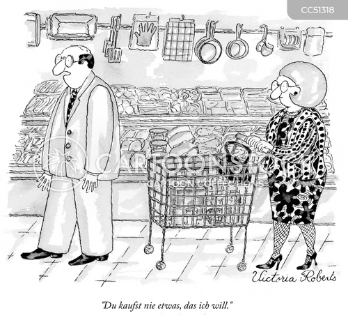 Cartoons und Karikaturen mit Einkauf