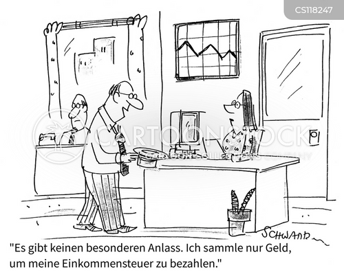 Cartoons und Karikaturen mit Steuererhebung
