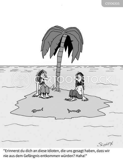 Cartoons und Karikaturen mit Einsame Insel