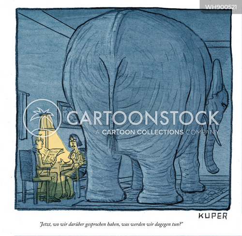 Cartoons und Karikaturen mit Elefantenartige Herausforderung
