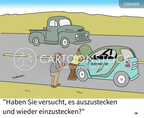 Cartoons und Karikaturen mit Elektrofahrzeuge