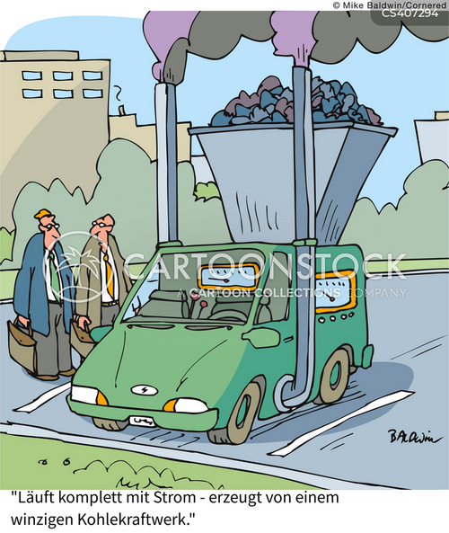 Cartoons und Karikaturen mit Elektromobil