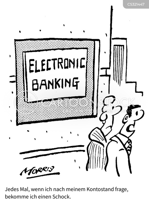 Cartoons und Karikaturen mit Elektronische Bank