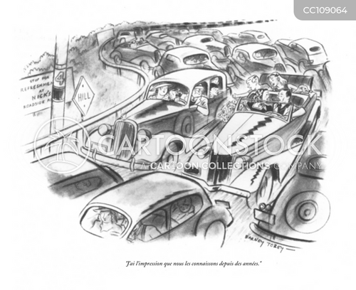 Dessins humoristique et caricaturés avec Files De Circulation