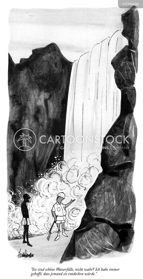 Cartoons und Karikaturen mit Wasserfall