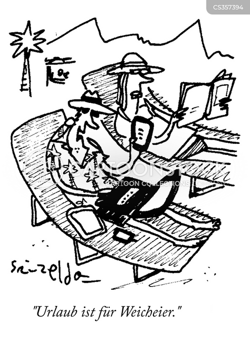 Cartoons und Karikaturen mit Strandgut Sammeln