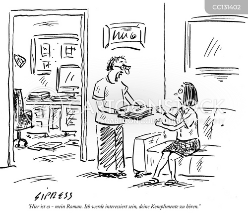 Cartoons und Karikaturen mit Betonung Beim Schreiben