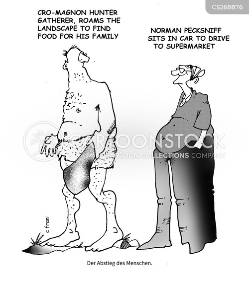 Cartoons und Karikaturen mit Evolution Des Menschen