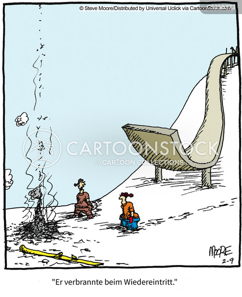 Cartoons und Karikaturen mit Skiunfall