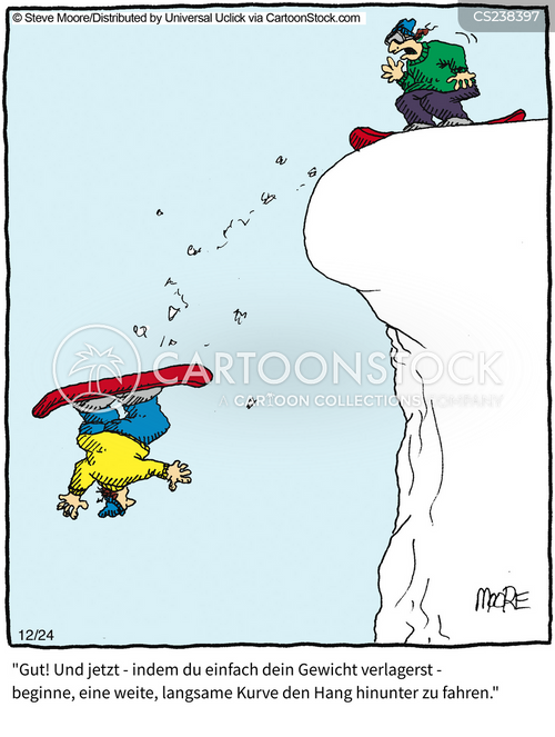 Cartoons und Karikaturen mit Snowboard