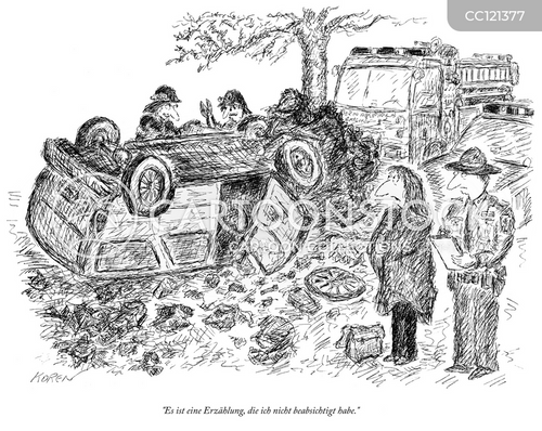 Cartoons und Karikaturen mit Autounfall