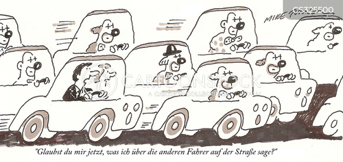 Cartoons und Karikaturen mit Autofahren