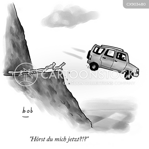 Cartoons und Karikaturen mit Autounfall