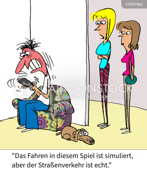 Cartoons und Karikaturen mit Fahrsimulation