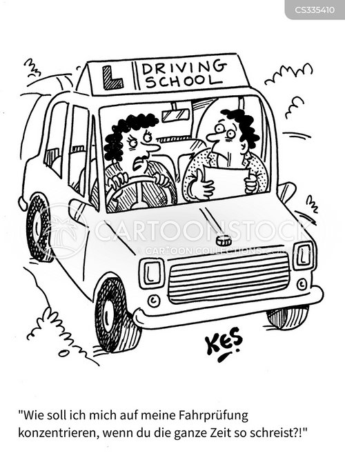 Cartoons und Karikaturen mit Fahrschule