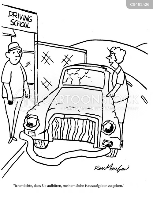 Cartoons und Karikaturen mit Fahrschule