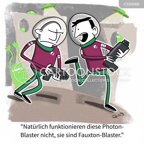 Cartoons und Karikaturen mit Blaster